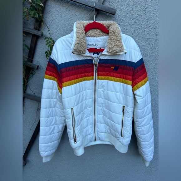 Aviator Nation | Jackets & Coats | Aviator Nation 5 Stripe White Puffer ...